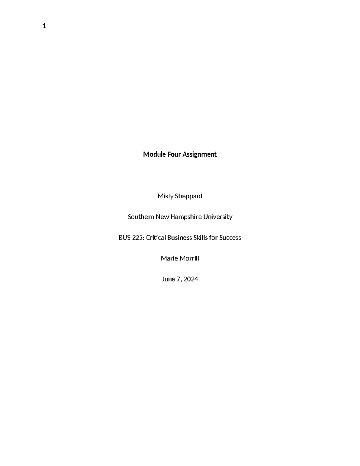 BUS225 Module Four Assignment - Module Four Assignment Misty Sheppard ...