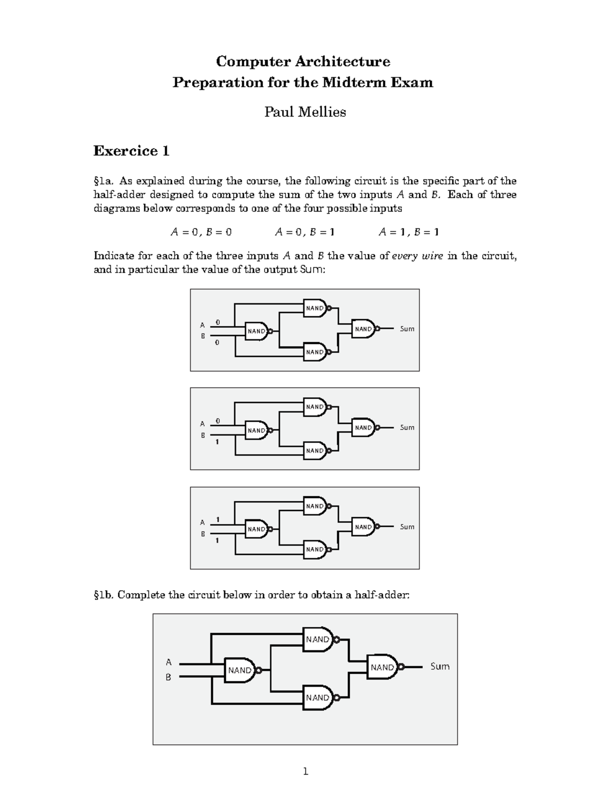 Preparation for the midterm exam - Computer Architecture Preparation for the Midterm Exam Paul ...