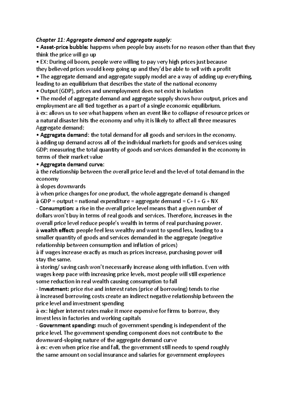 Chapter 11- Aggregate demand and supply - Chapter 11: Aggregate demand and aggregate supply ...