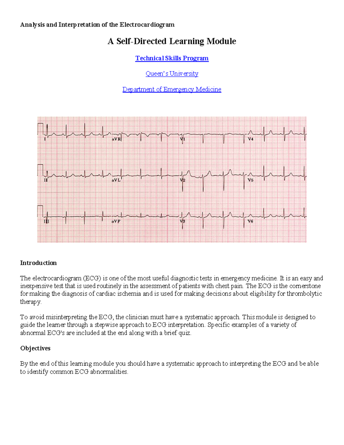 ECG module printable - Analysis and Interpretation of the ...