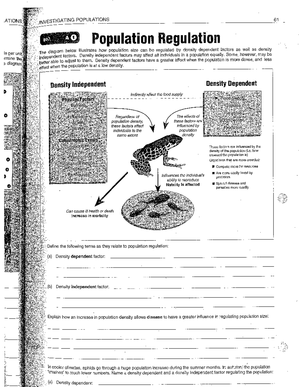 Population Regulation WS - Studocu