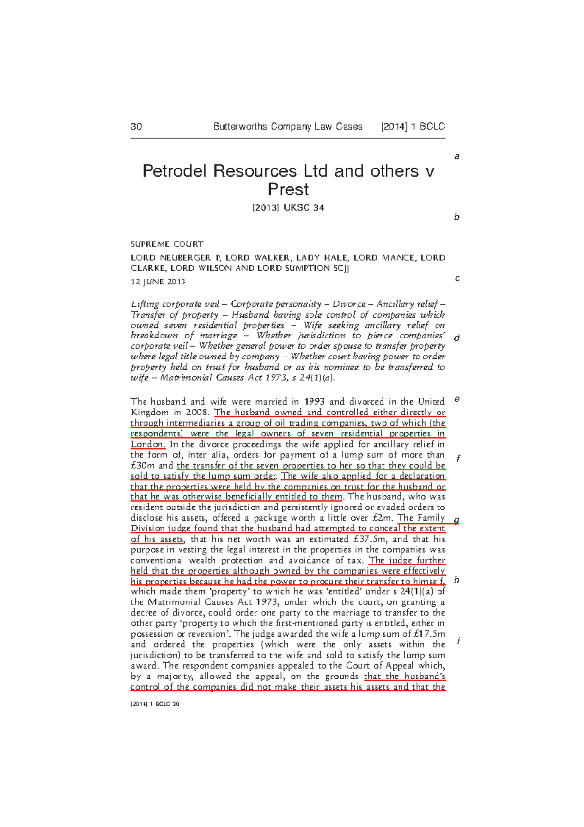 Petrodel Resources Ltd and others v Prest [2014 ] 1 BCLC 30 - Petrodel Resources Ltd and others ...