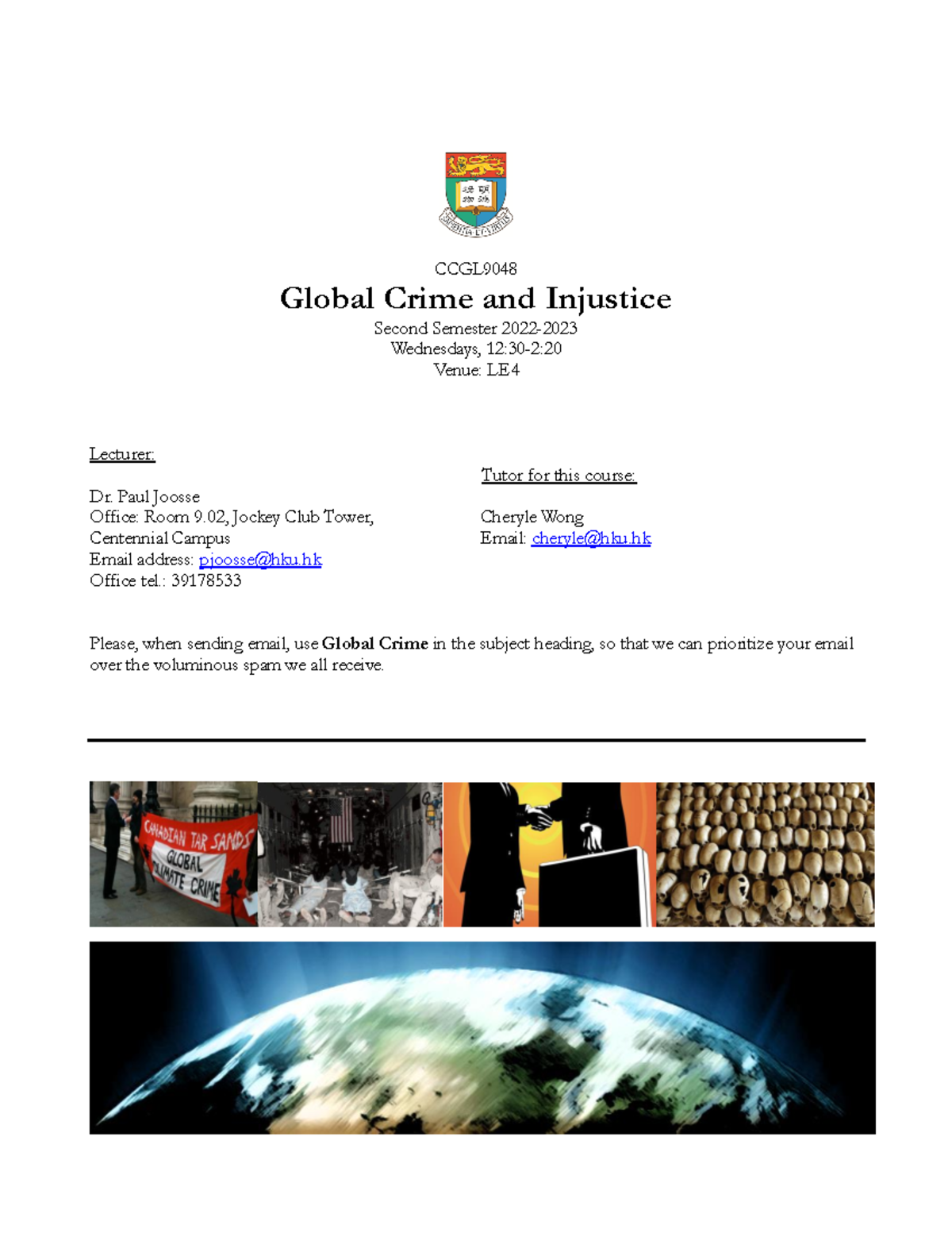 Syllabus Global Crime and Injustice, 2023 (final) - CCGL Global Crime ...