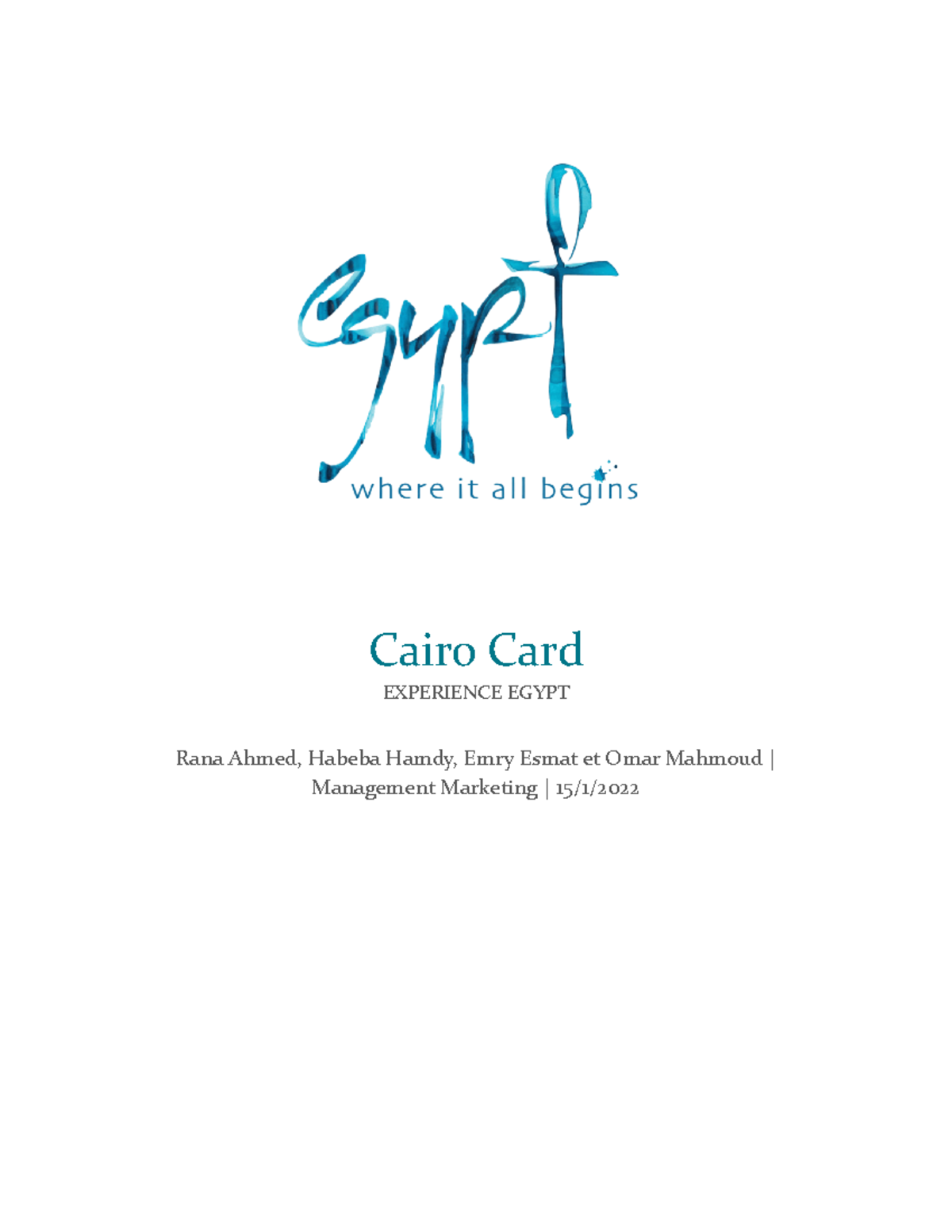 Cairo Card Repport - project abour new service in egypt - Cairo Card ...