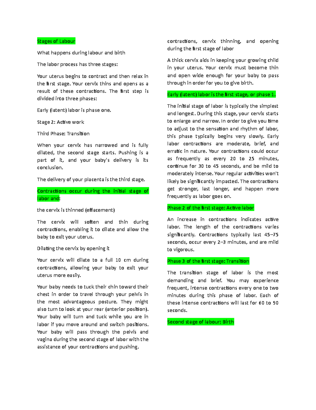 Stages of Labour - Stages of Labour What happens during labour and ...