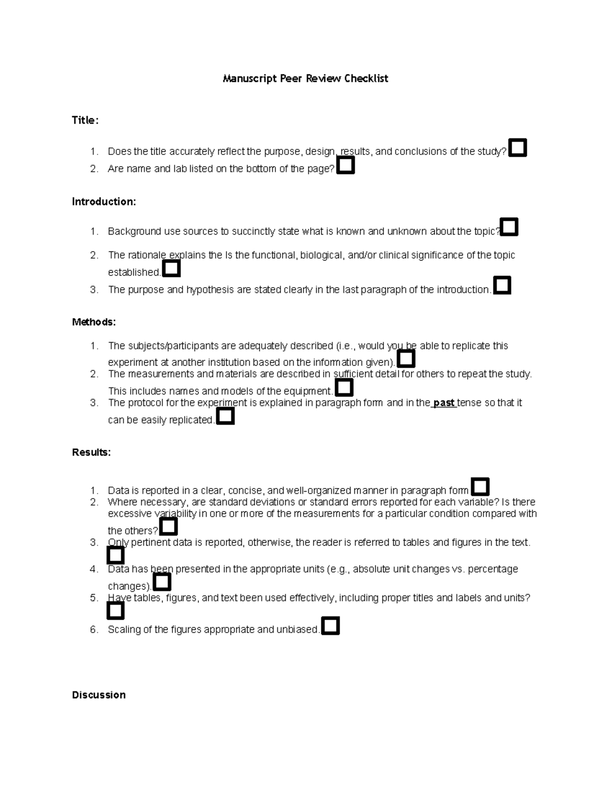 Manuscript Peer Review Checklist - Manuscript Peer Review Checklist ...
