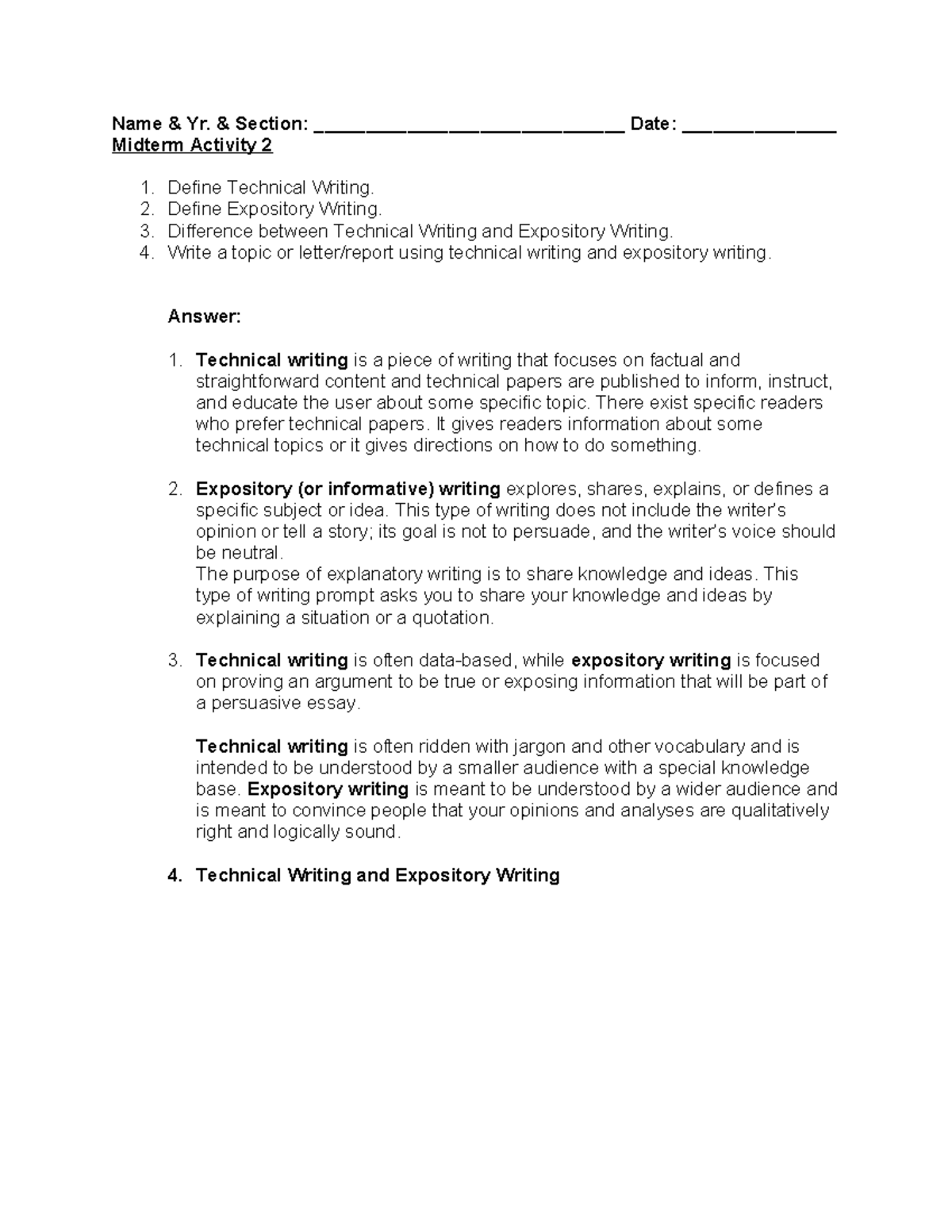 IT 329 Midterm Activity 2 - Name & Yr. & Section: ______________________________ Date: - Studocu