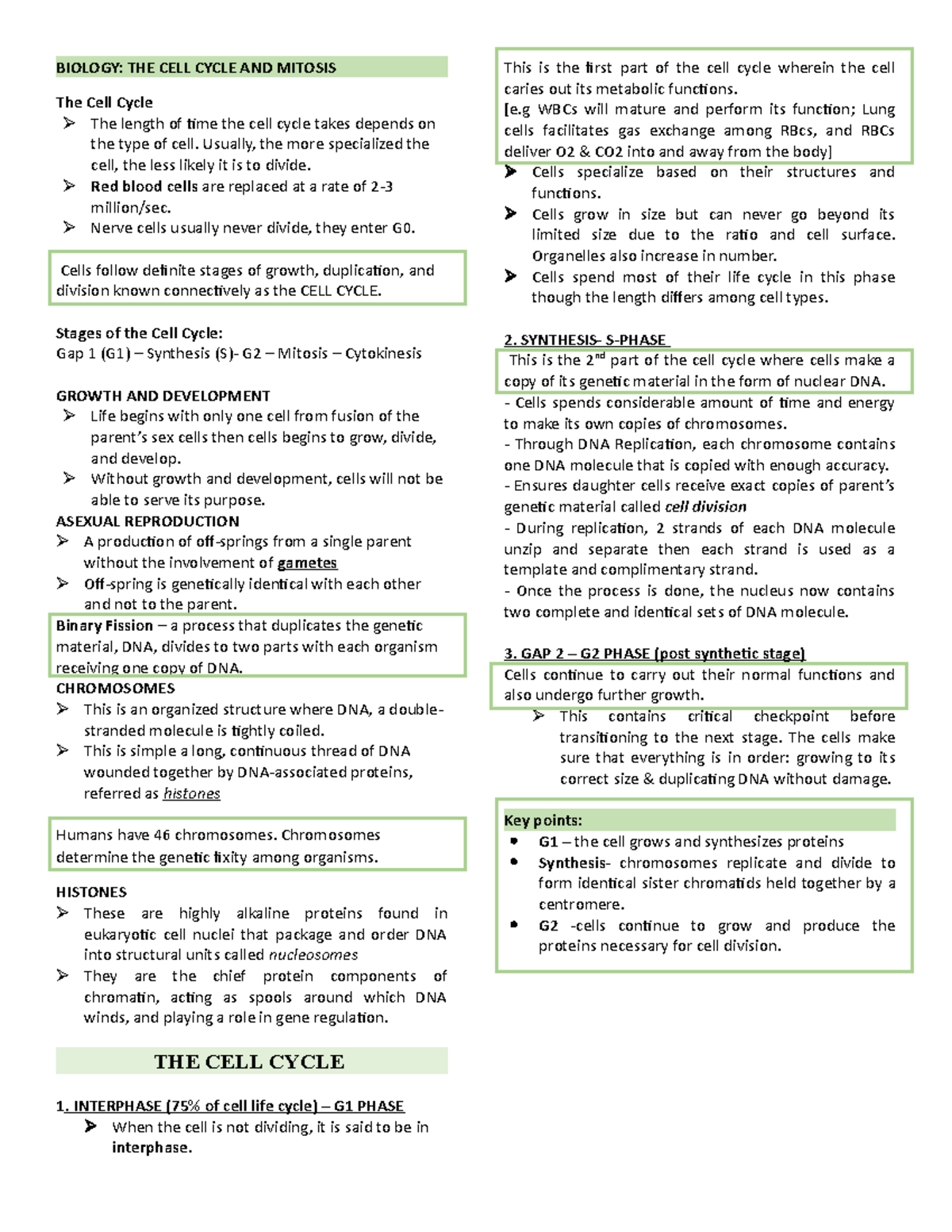 THE CELL Cycle AND Mitosis - General Biology - CIT-University - StuDocu