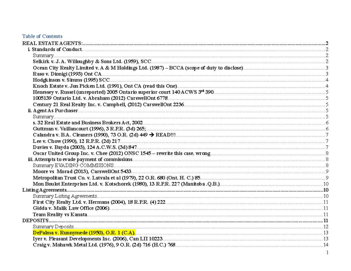 Real Estate Transactions (Rosenblatt) - 2020 - Table of Contents REAL ...