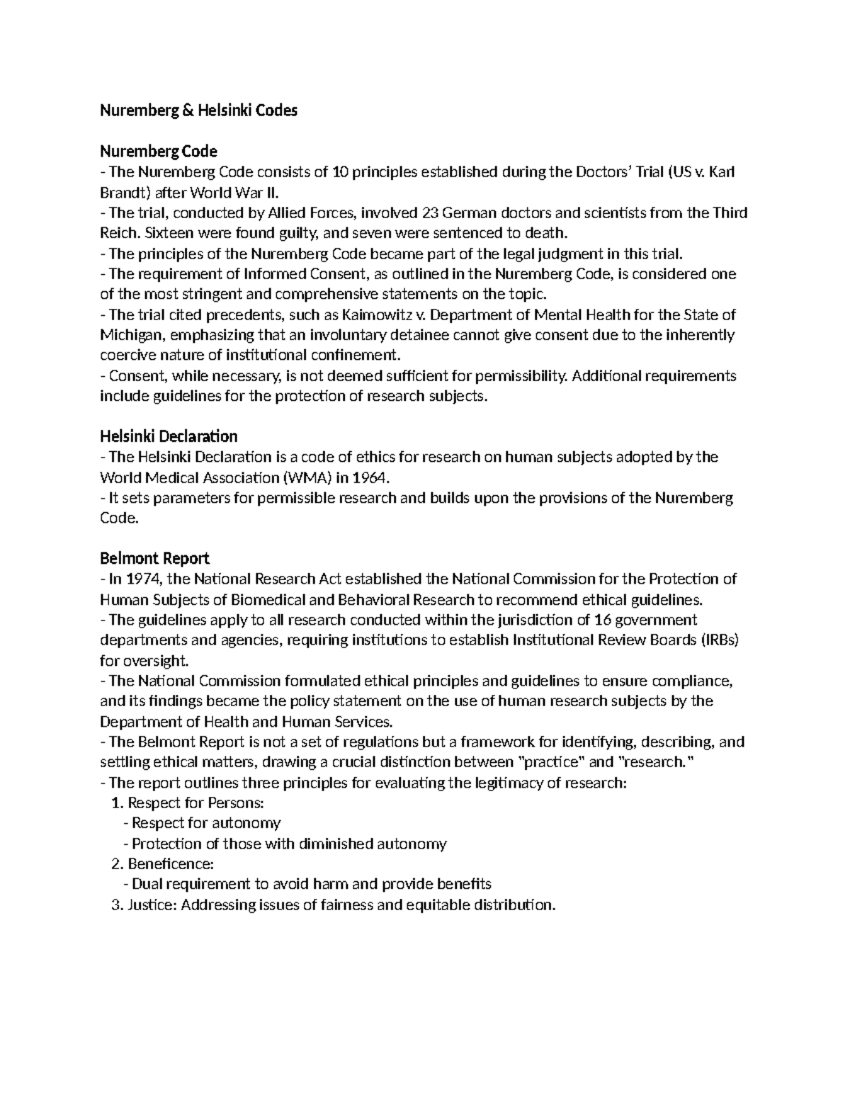 Nuremberg and Helsinki Codes - Nuremberg & Helsinki Codes Nuremberg ...