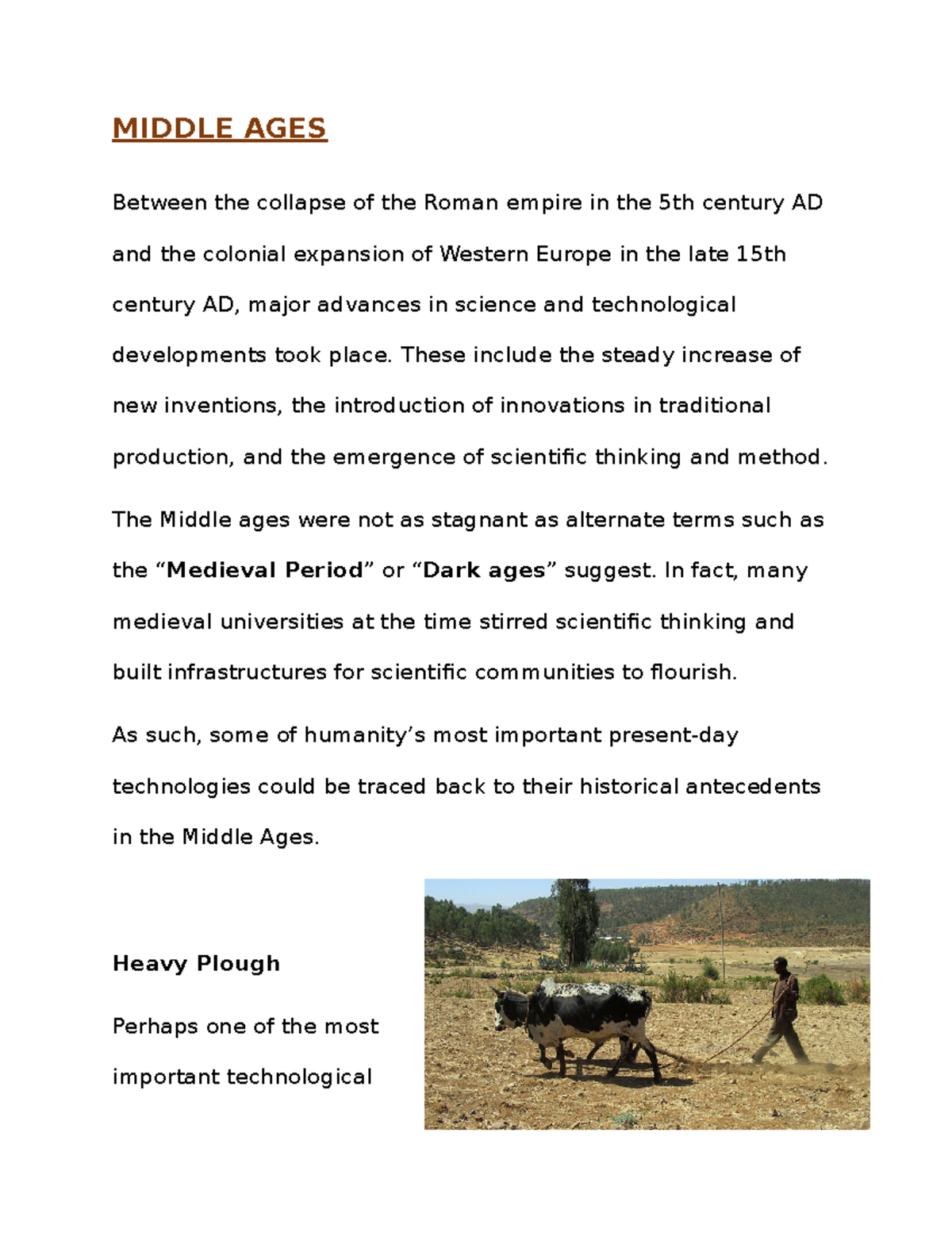 Middle AGES - Science, Technology, and Society Historical antecedents ...