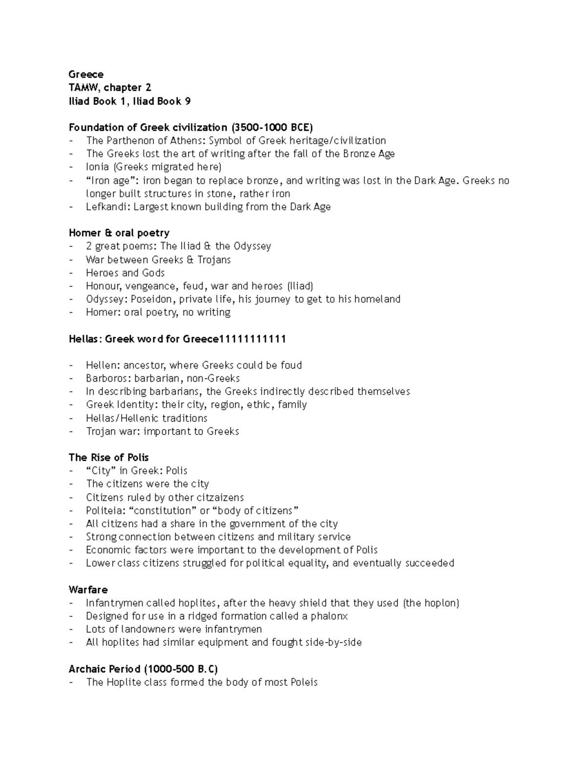 Greece - and - Rome - Ideas - 2 - Greece TAMW, chapter 2 Iliad Book 1 ...