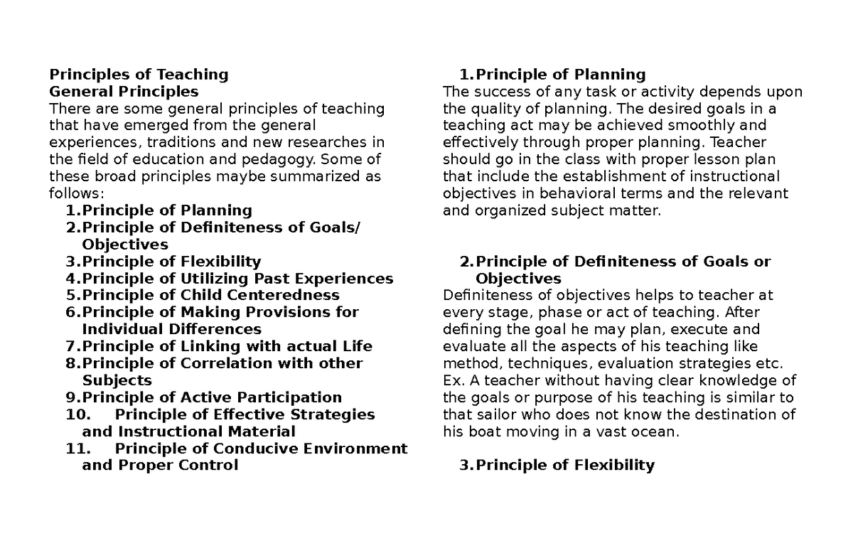Reviewer - EDUC - Principles of Teaching General Principles There are ...