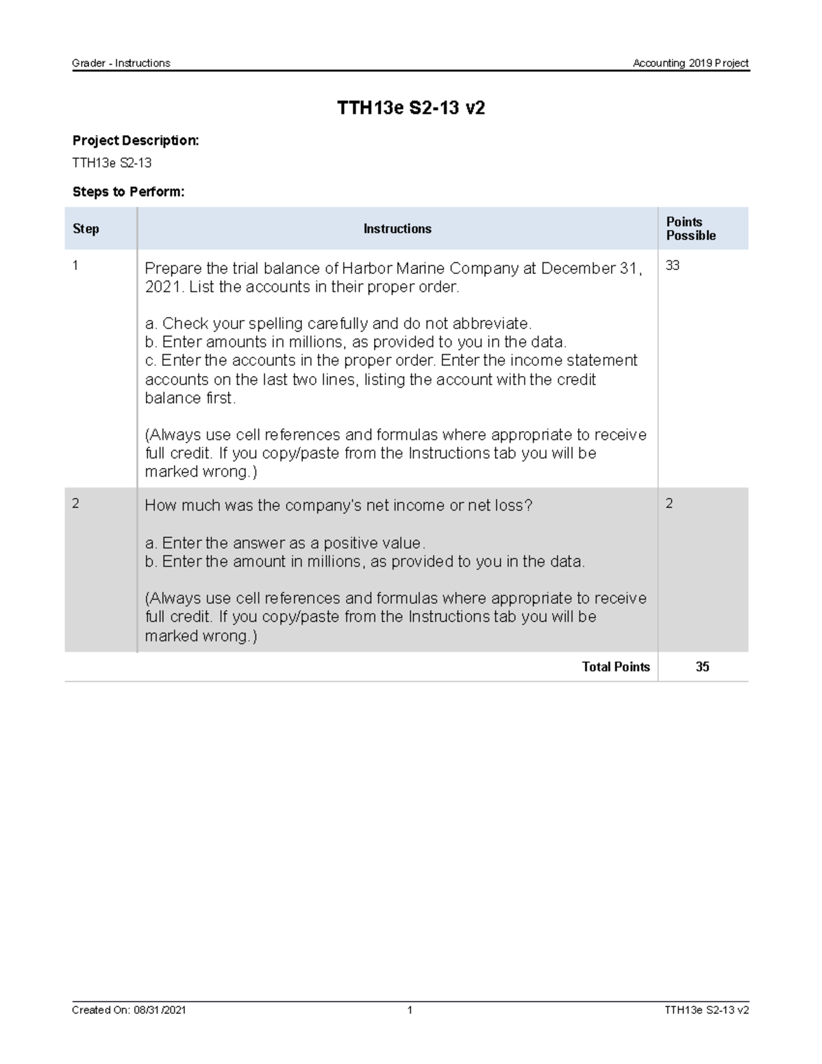TTH13e S2-13 v2 Instructions - Grader - Instructions Accounting 2019 ...