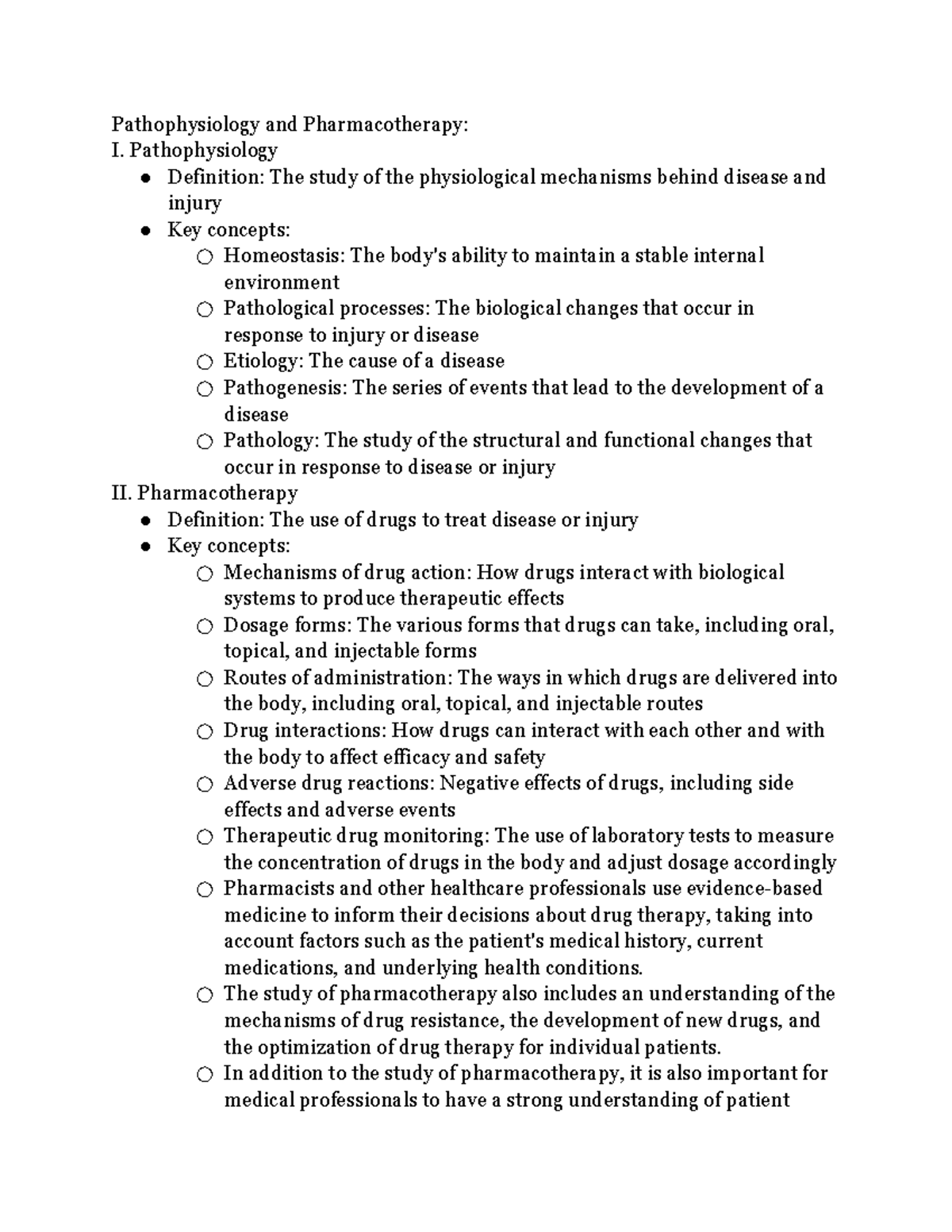 Pathophysiology And Pharmacotherapy notes - Pathophysiology and ...