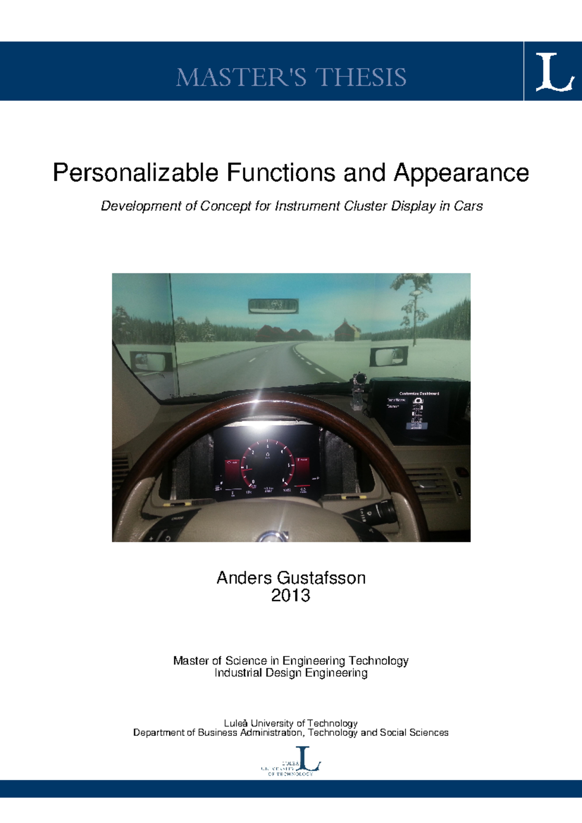 Examensarbete inom Teknisk Design - MASTER'S THESIS Personalizable ...