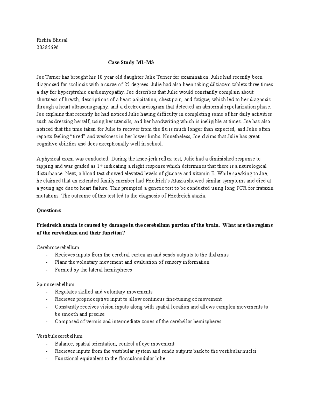 Case study M1-M3 - PGHY 215 - Rishta Bhusal 20285696 Case Study M1-M Joe Turner has brought his ...