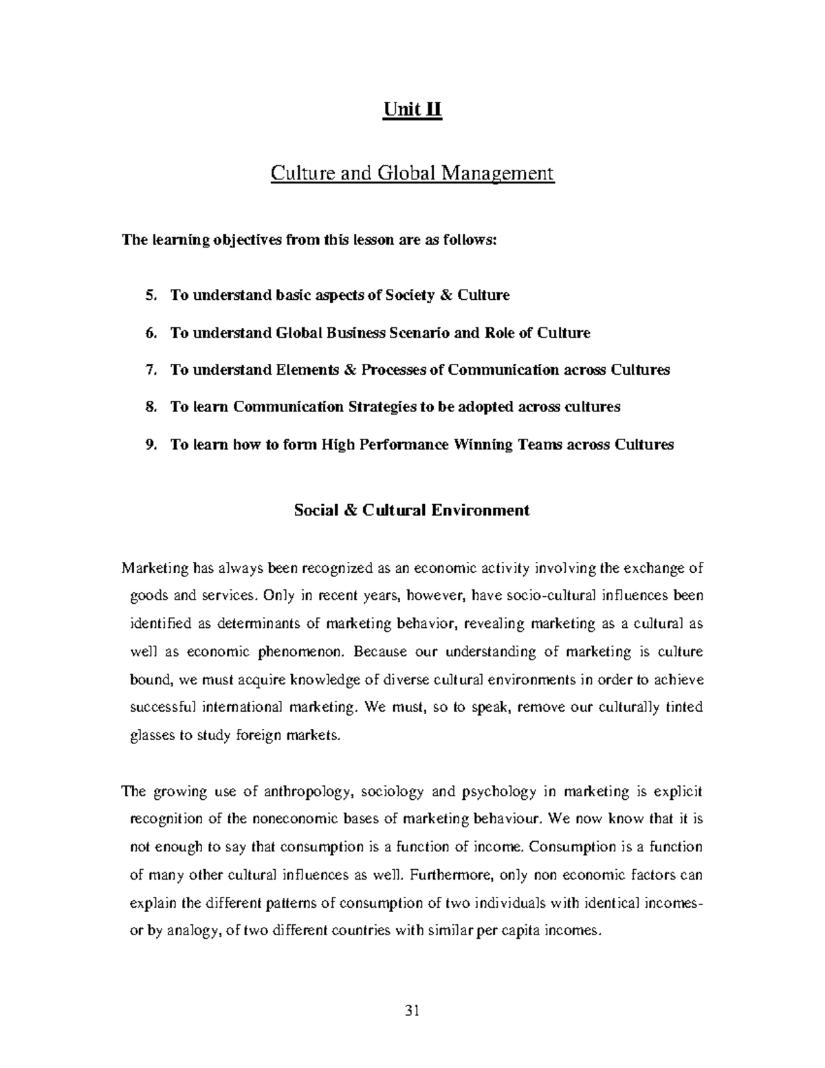 CCB(U2) - Cross Cultural Management Lecture Materials - Unit II Culture ...