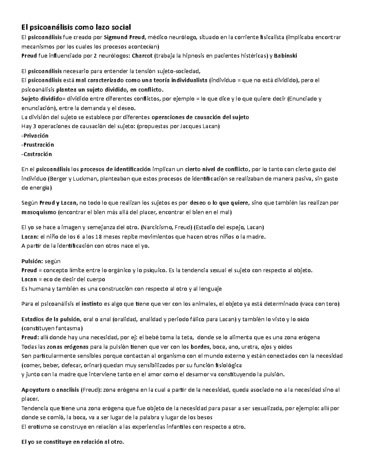 El psicoanálisis como lazo social - El como lazo social El fue creado ...