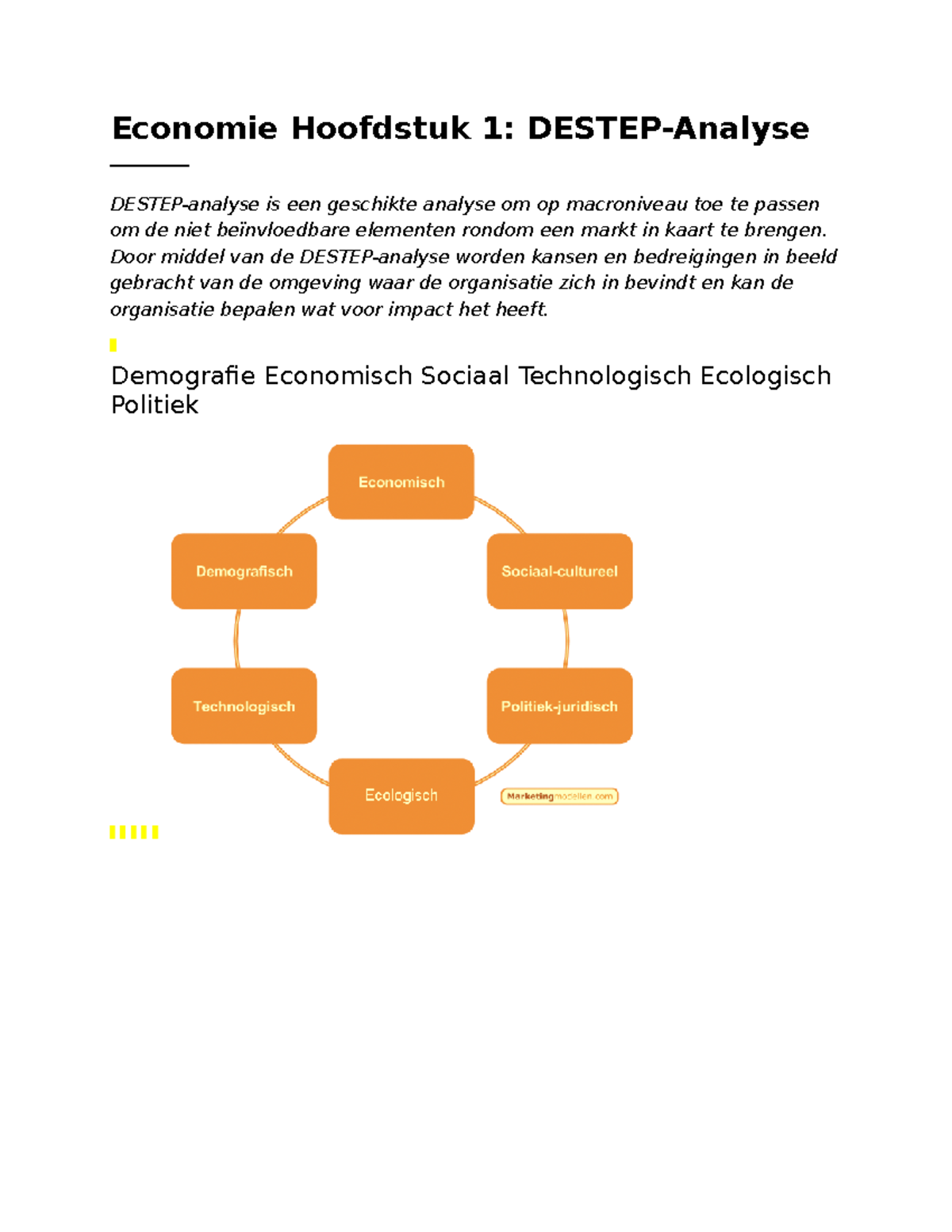 Destep uitleg - Economie Hoofdstuk 1: DESTEP-Analyse DESTEP-analyse is ...
