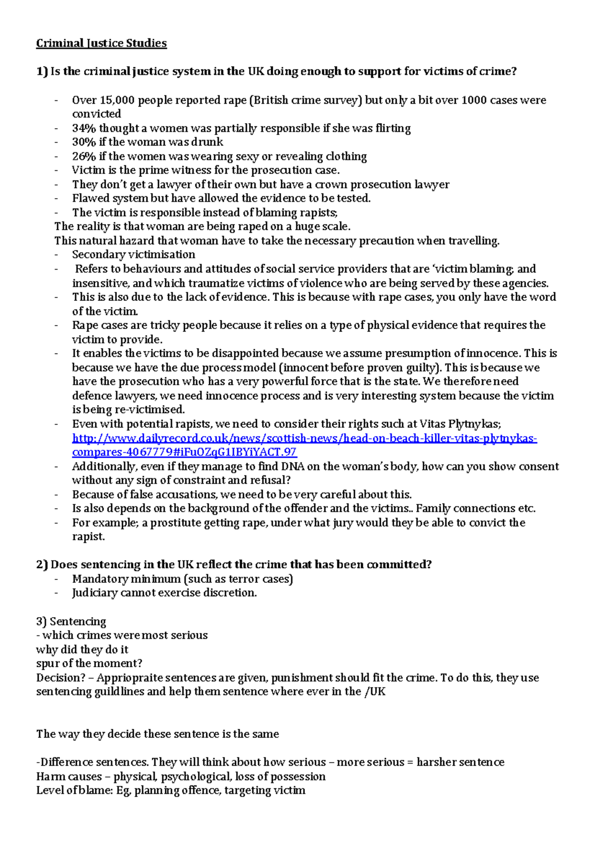 Criminal Justice Studies - Tutorial work - 4, 5 - Criminal Justice ...