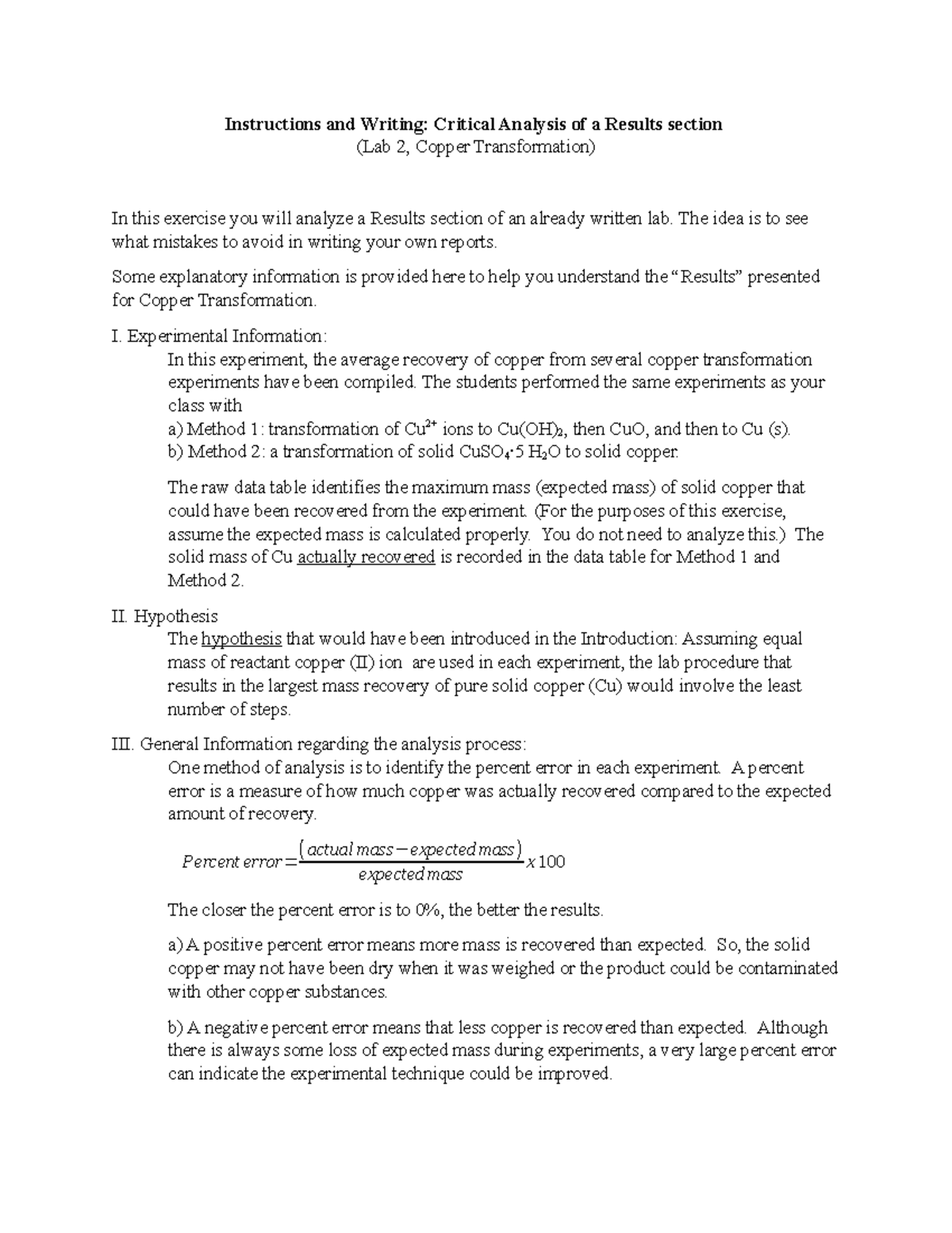 Critical Analysis of a Results section-1 - The idea is to see what ...