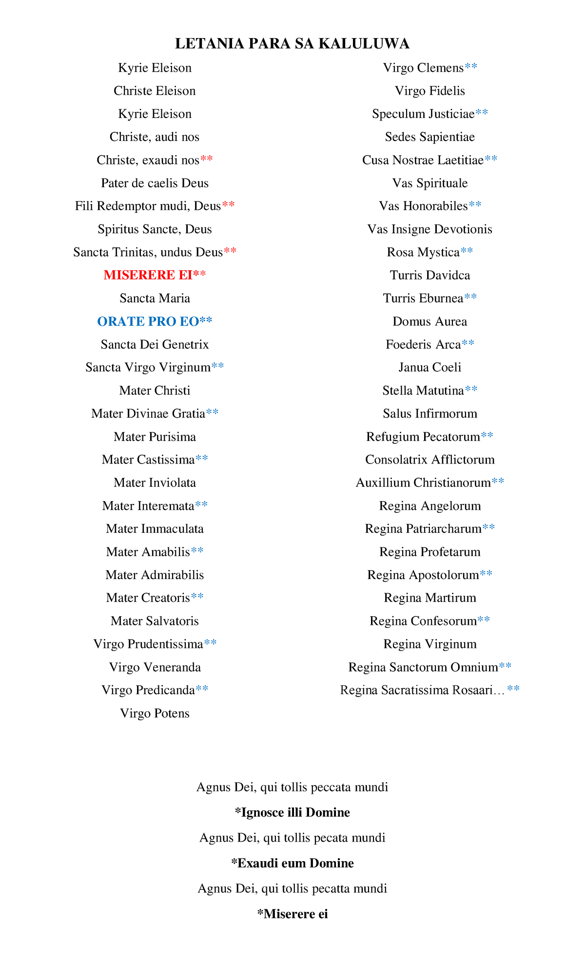 Letania para sa Kaluluwa - LETANIA PARA SA KALULUWA Kyrie Eleison ...