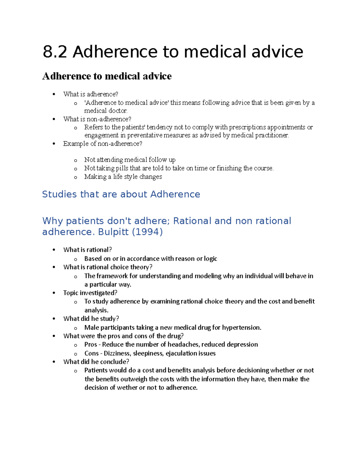 8.2 Adherence to medical advice - 8 Adherence to medical advice ...