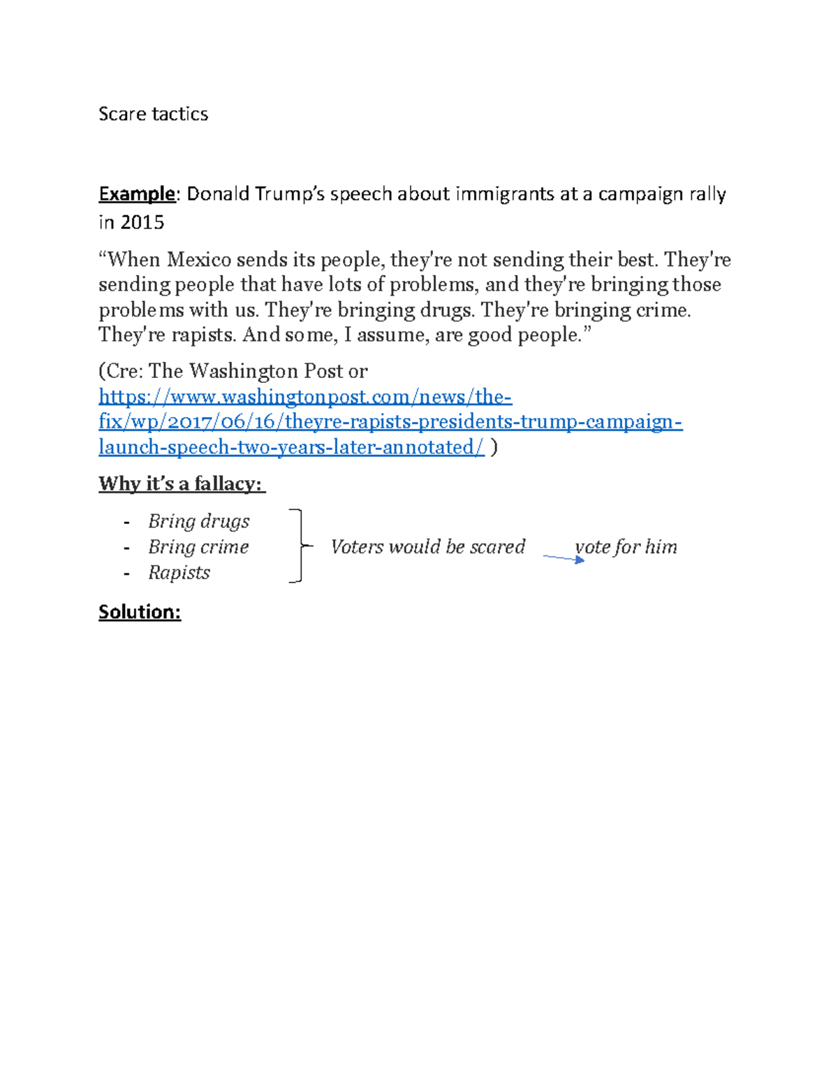 Scare tactics - ... - Scare tactics Example: Donald Trump’s speech ...