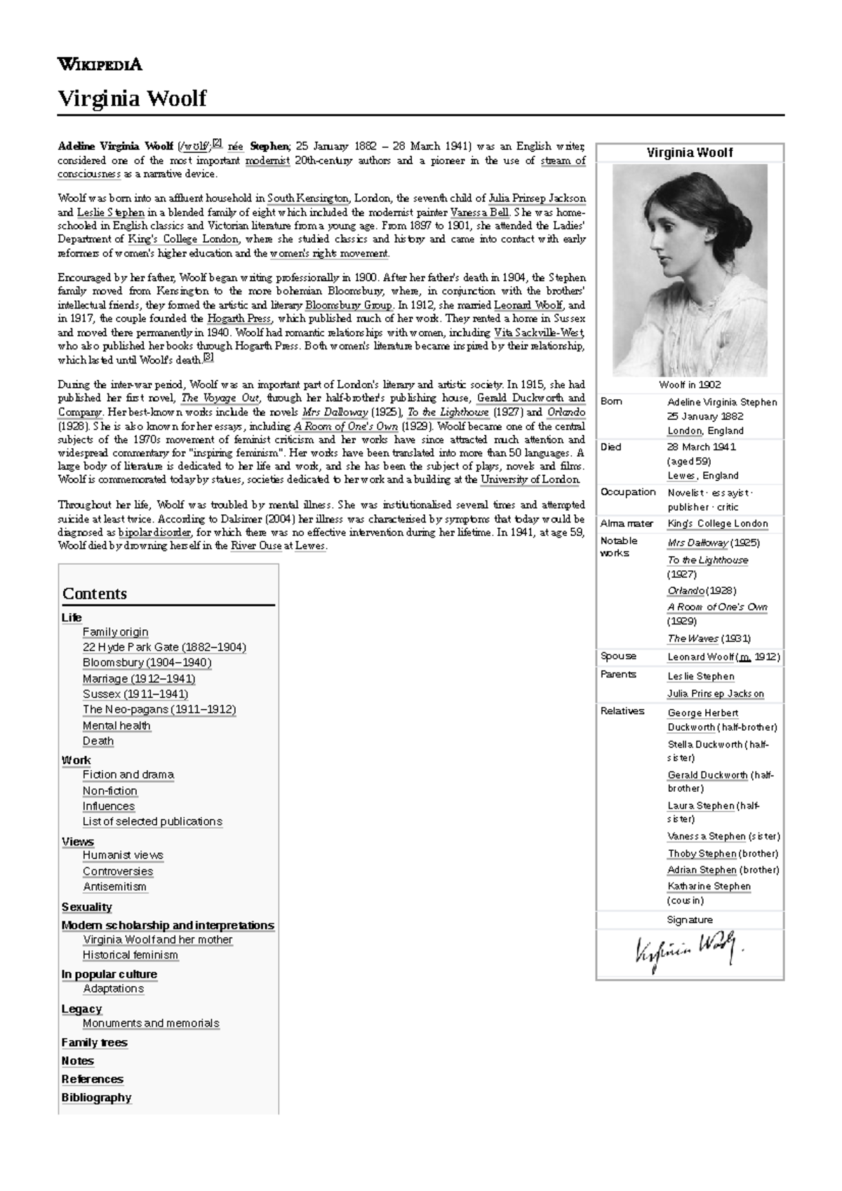 Virginia Woolf - apuntes - Virginia Woolf Woolf in 1902 Born Adeline ...