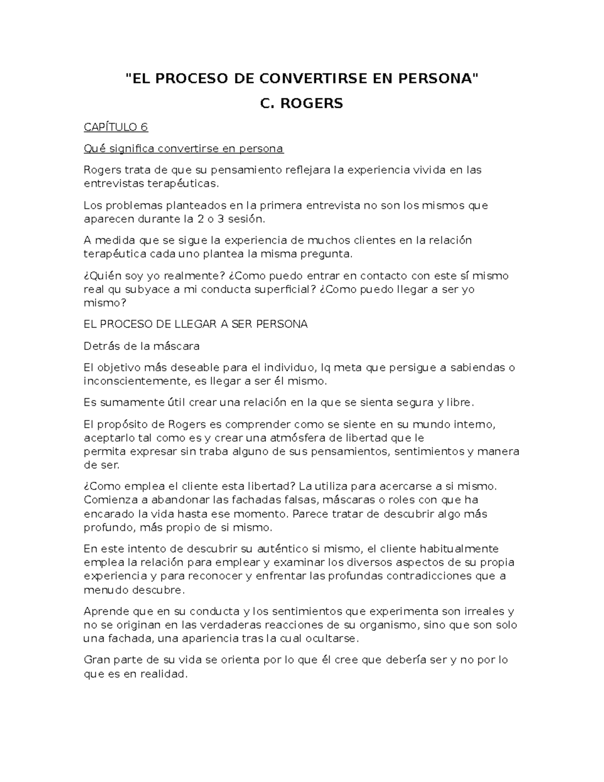 EL Proceso DE Convertirse EN Persona - PROCESO DE CONVERTIRSE EN C ...