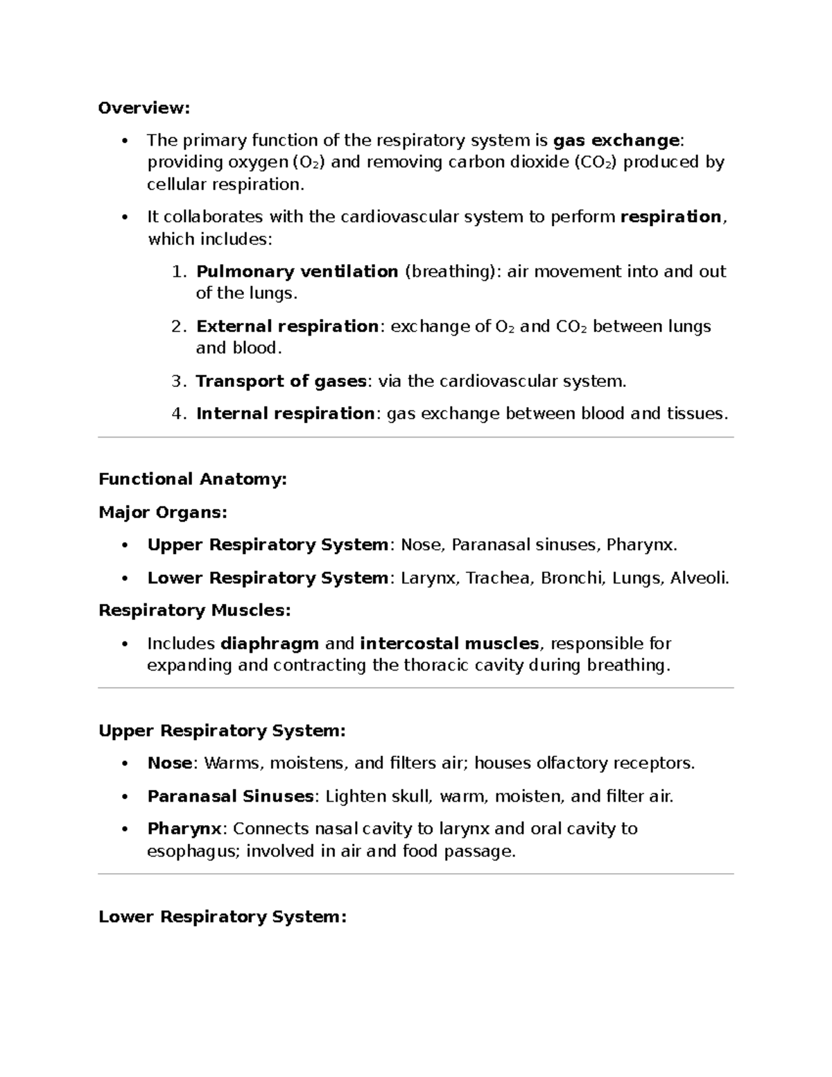Resp. notes - Test Review - Overview: The primary function of the ...