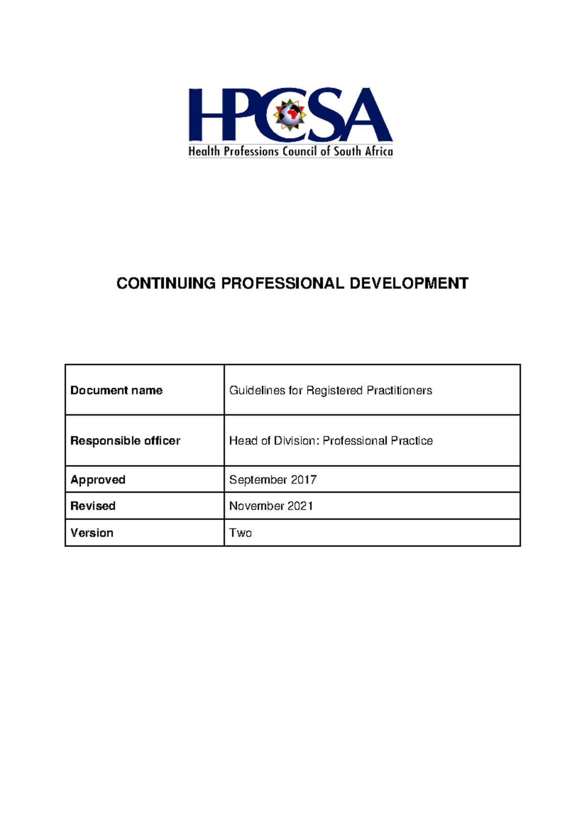CPD Guidelines Nov 2021 - CONTINUING PROFESSIONAL DEVELOPMENT Document ...