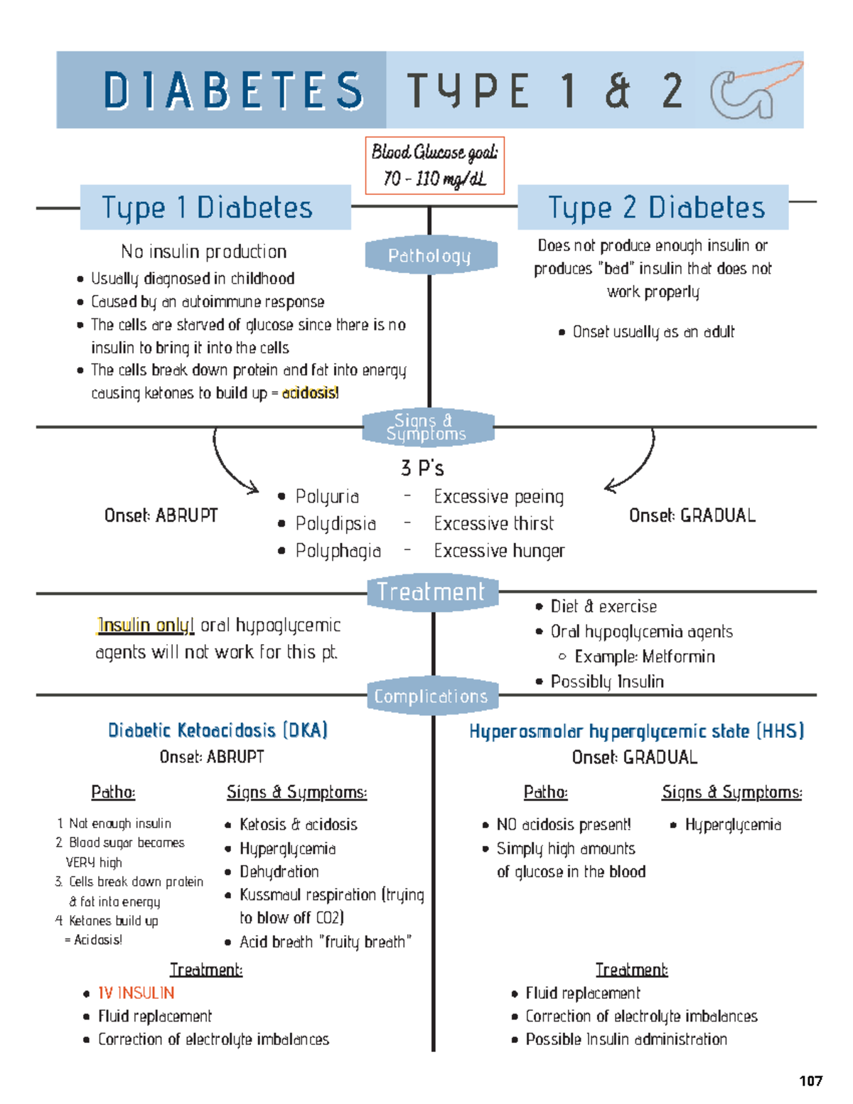 DM Type 1 & 2 - Notes on Diabetes Mellitus and the Insulin Types - 7\SH ...