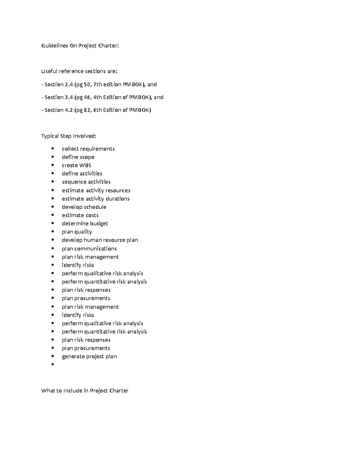 Project Charter Notes - Guidelines On Project Charter: Useful reference ...