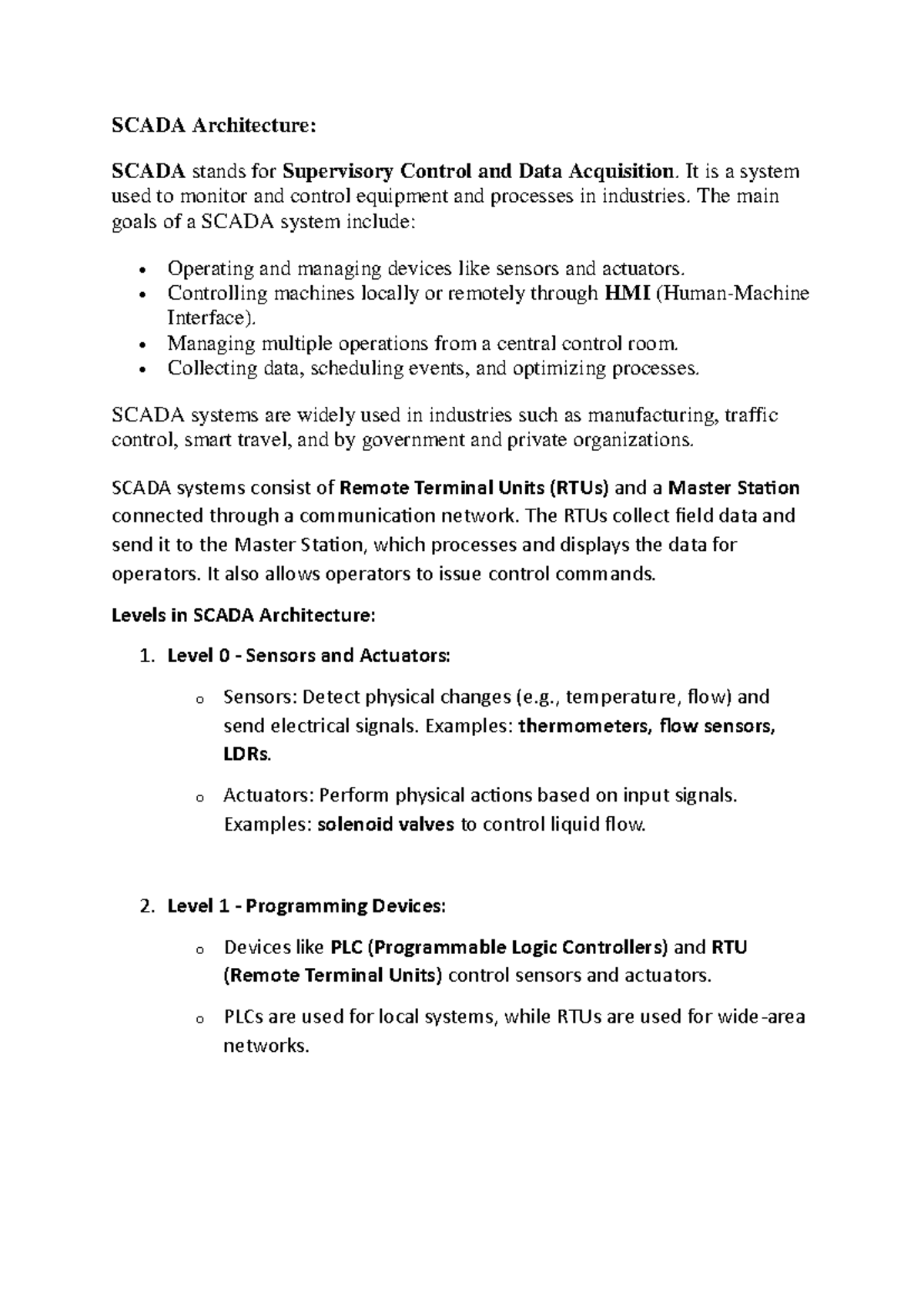 Scada Architecture - SCADA Architecture: SCADA stands for Supervisory ...