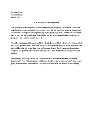 BUS225 Module Four Assignment for module 4 - bus225 - SNHU - Studocu