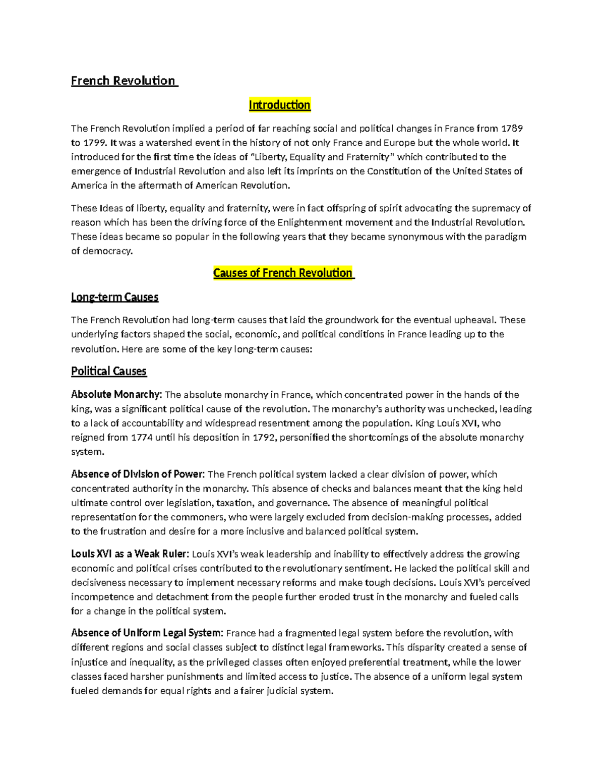 French Revolution (Final) - French Revolution Introduction The French ...