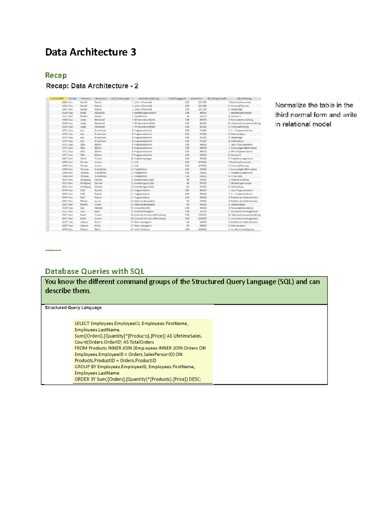 Data Architecture 3 - Summary/Notes English - Data Architecture 3 Recap ...