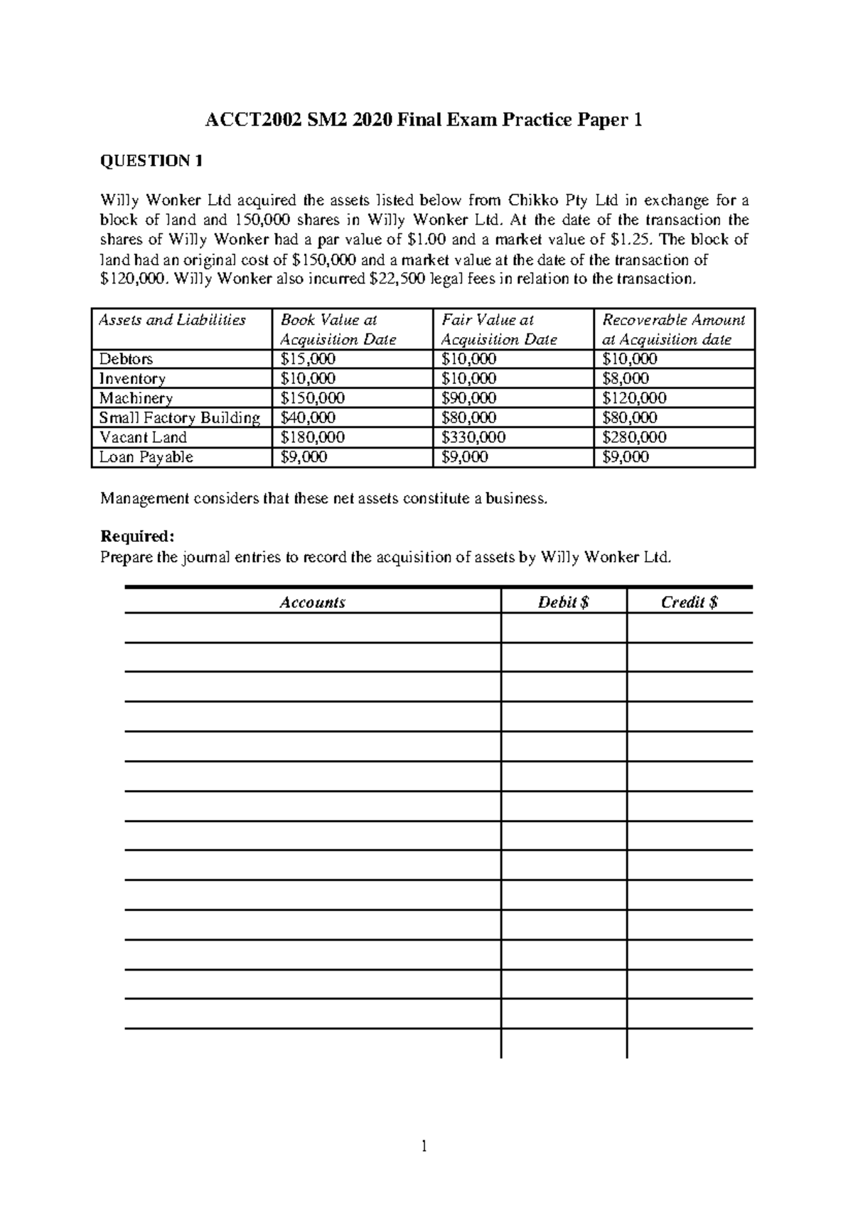 SM2 Final Exam practise exam - Warning: TT: undefined function: 32 ACCT2002 SM2 2020 Final Exam ...