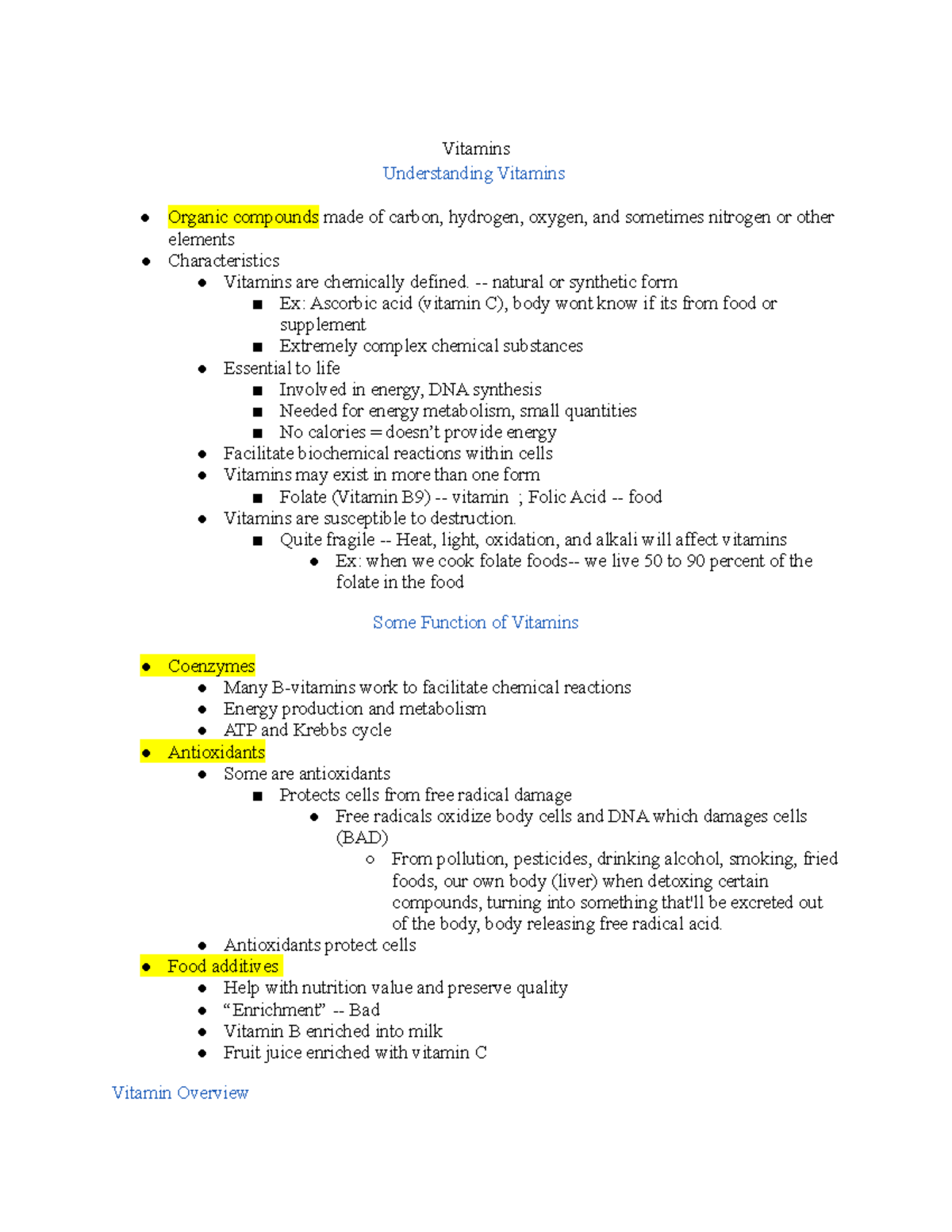 Nutrition #5 - Nursing Spring Semester 2021 Lecture Notes - Vitamins ...