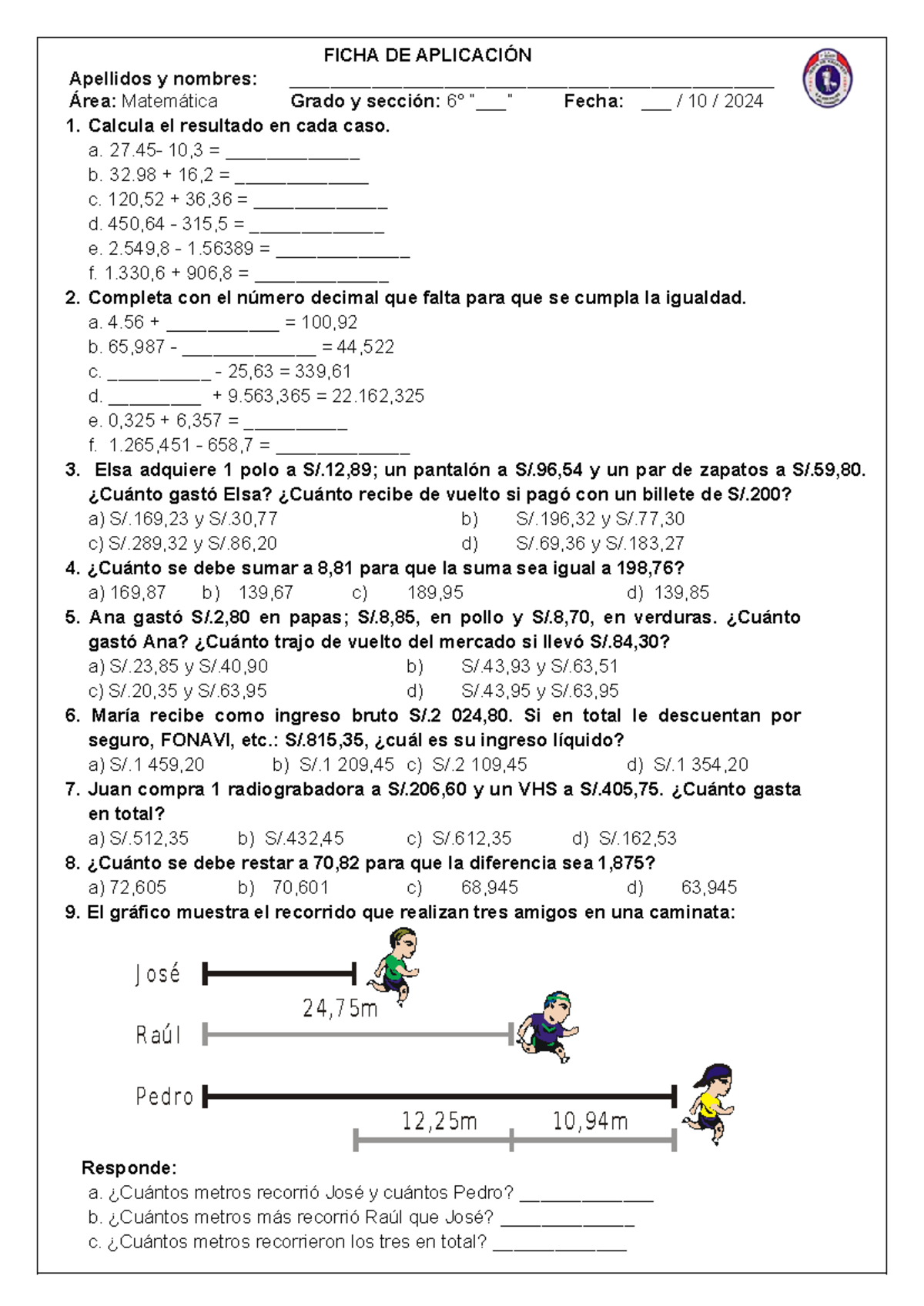 Ficha 03 - Matemática - Resolvemos Problemas DE Adicion DE Numeros ...