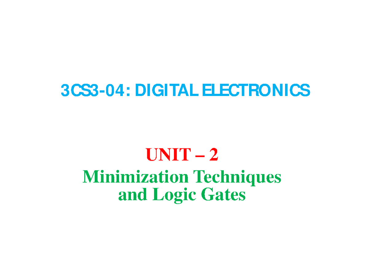 DE Unit - 2 - de notes - 3CS3-04: DIGITAL ELECTRONICS UNIT – 2 ...