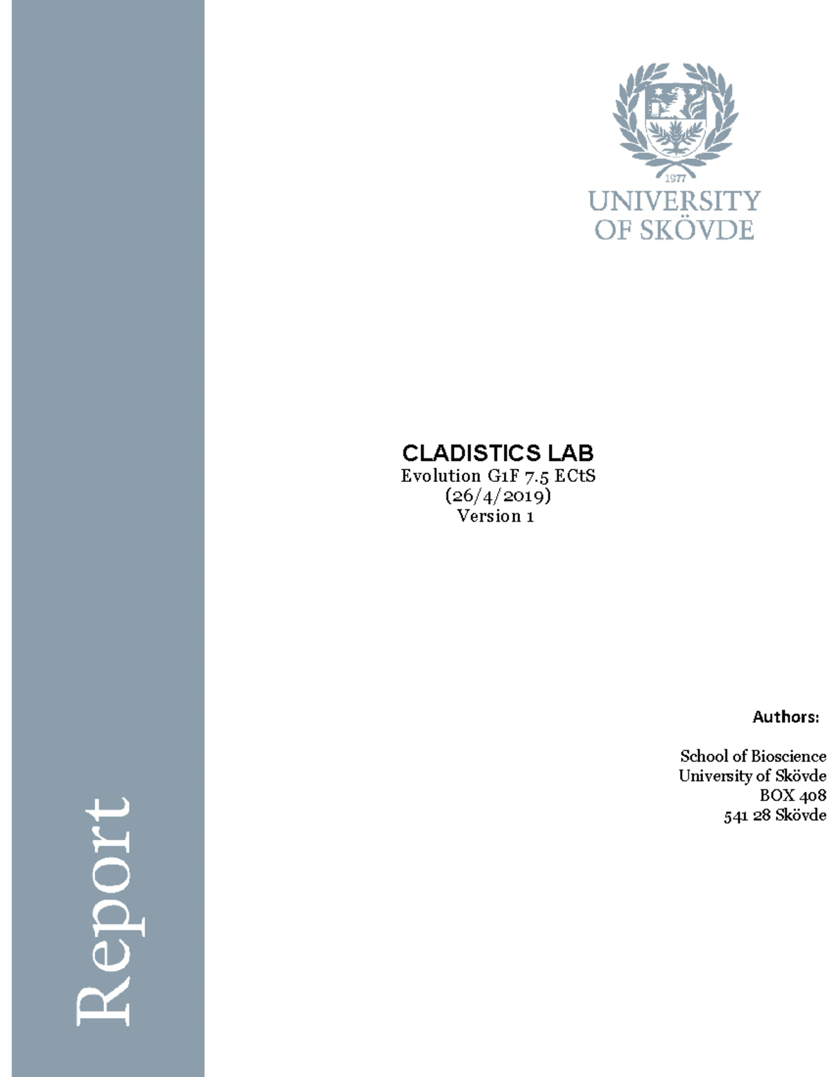 Cladistics Lab report - Studocu