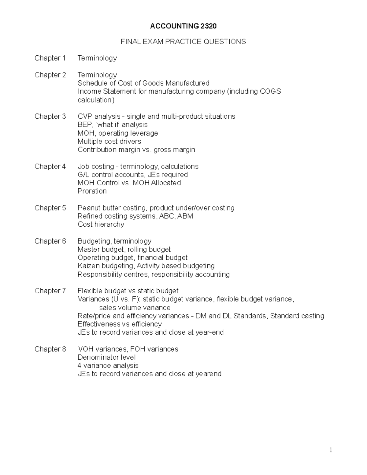 Final Exam Review Questions Answers - FINAL EXAM PRACTICE QUESTIONS ...