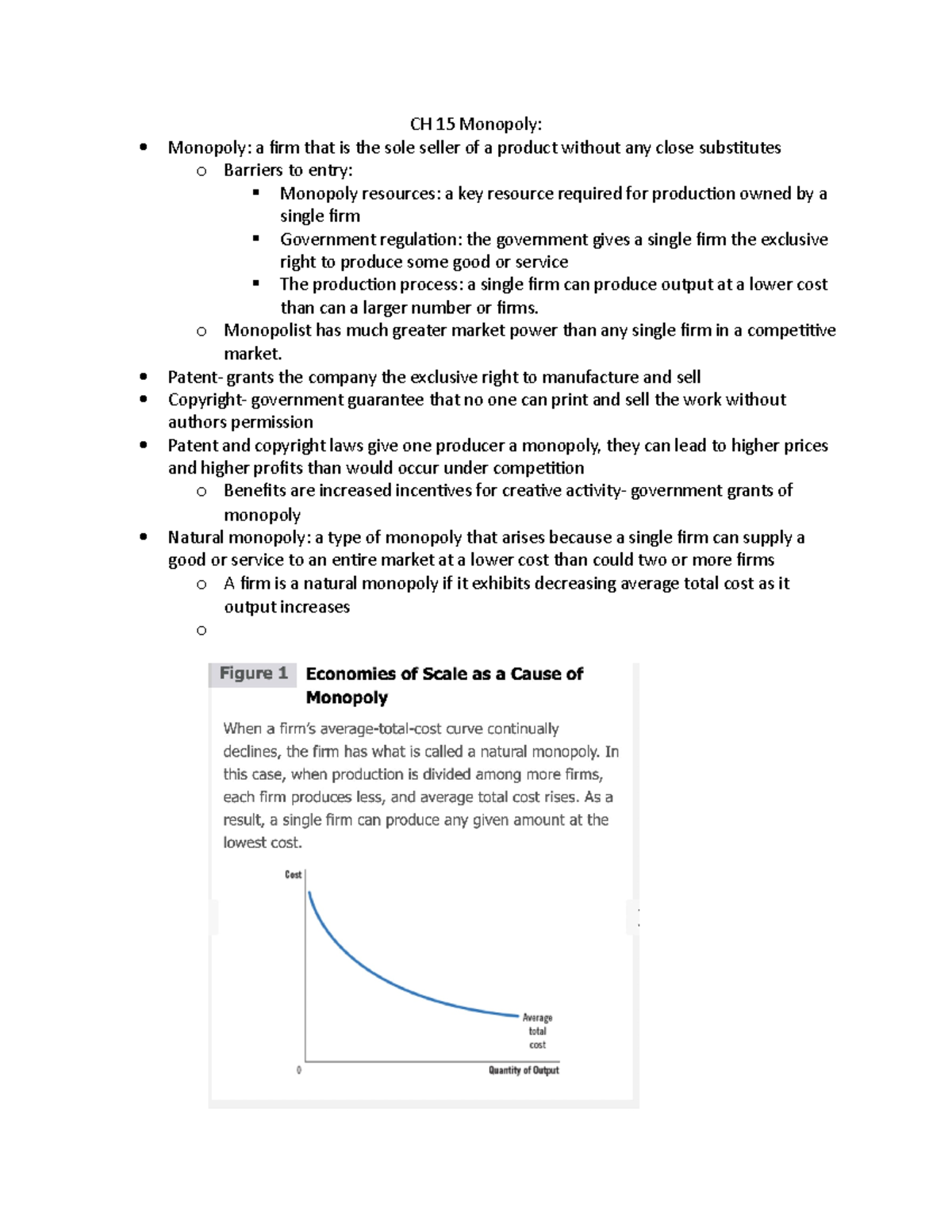 CH 15 Monopoly - CH 15 Monopoly: Monopoly: a firm that is the sole ...