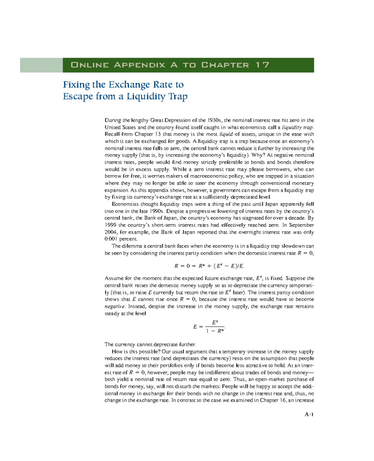 Liquidity Trap - A- Online Appendix A to Chapter 17 Fixing the Exchange ...