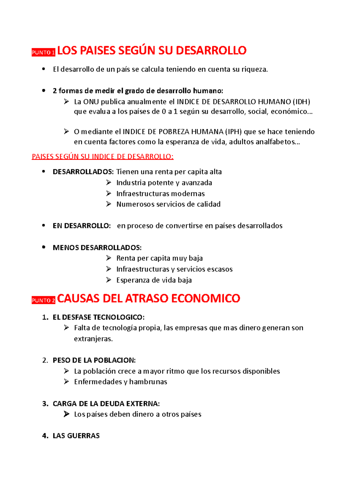 TEMA 9 GEO - vvfff - PUNTO 1 LOS PAISES SEGÚN SU DESARROLLO El ...