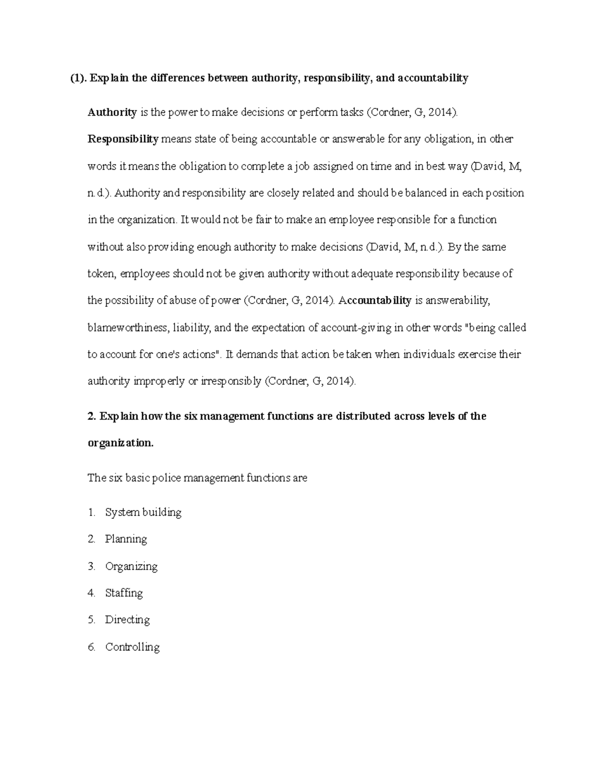 Module 3 Police Systems, Prac and Admin - (1). Explain the differences ...