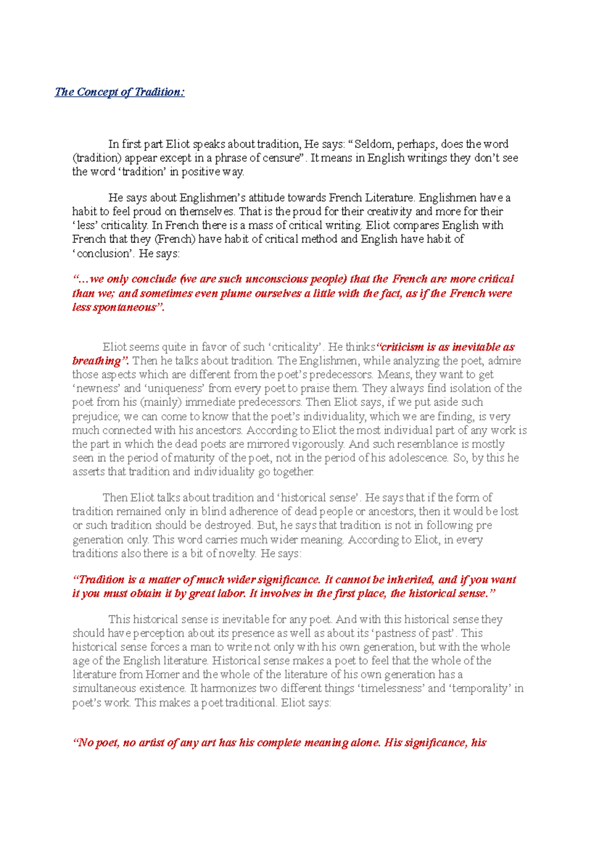 The Concept of Tradition - It means in English writings they don’t see ...